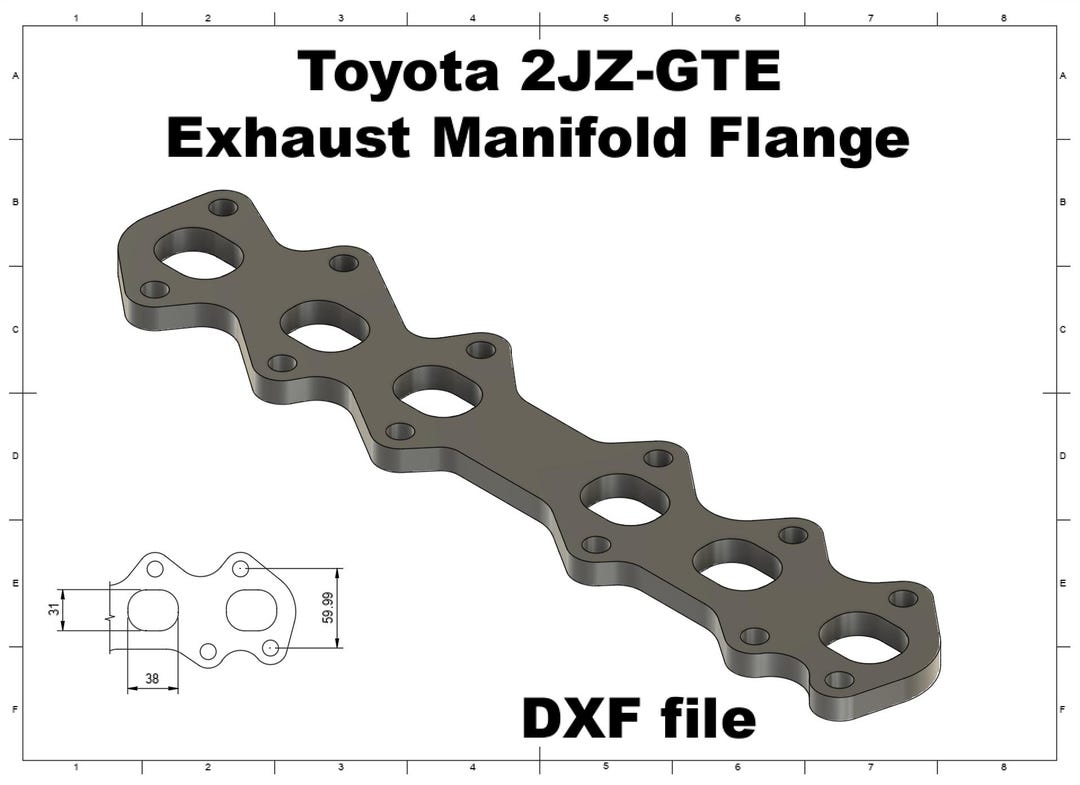 Toyota 2JZ-GTE Exhaust Manifold Flange | CNC DXF File - Etsy