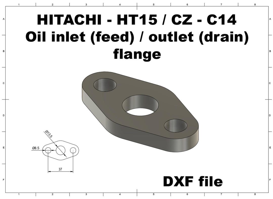 Buy HITACHI HT15 CZ C14 Turbo Oil Flange DXF File (digital Download ...