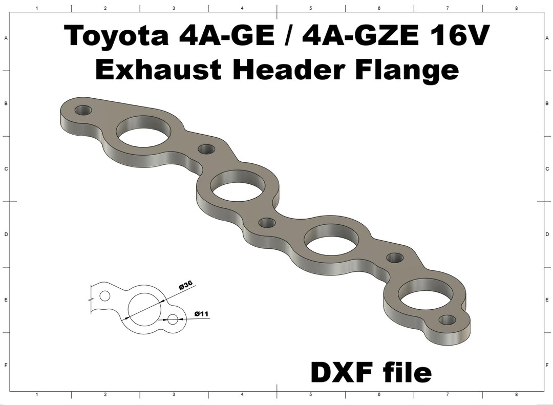 Digital File | Toyota 4AGE 4AGZE 16V Exhaust Manifold Flange | DXF for ...