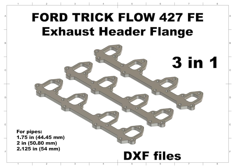 Ford 427 FE Header Flange DXF File | Trick Flow Exhaust Manifold ...