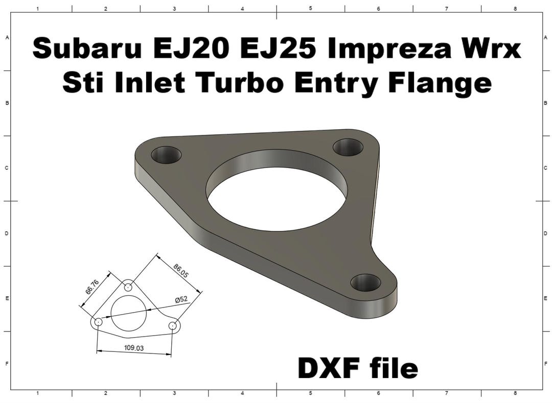 Subaru Impreza WRX STI Turbo Inlet Flange (DXF Digital File) - Etsy