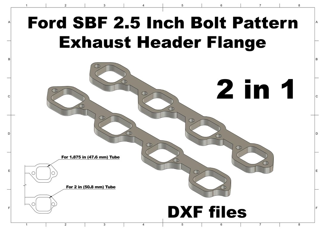 Ford SBF Header Flange 2.5 Inch Bolt Pattern DXF | Small Block Ford ...