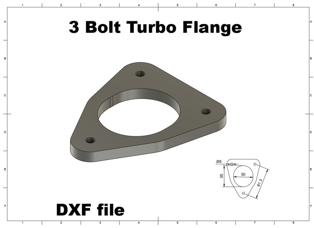 3 Bolt Turbo Flange, CNC Cutting File (DXF, DWG) - Etsy