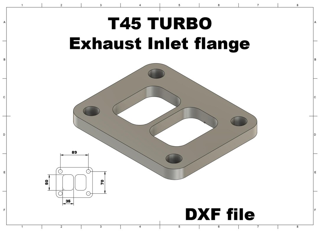 T45 Turbo Exhaust Inlet Flange | CNC Laser Cut Ready (DXF File) - Etsy