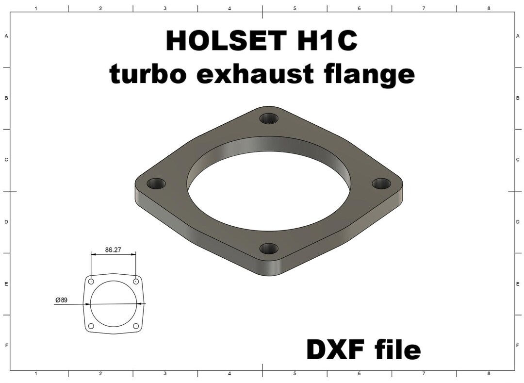 HOLSET H1C Turbo Flange DXF File - CNC Cutting Exhaust Manifold - Etsy