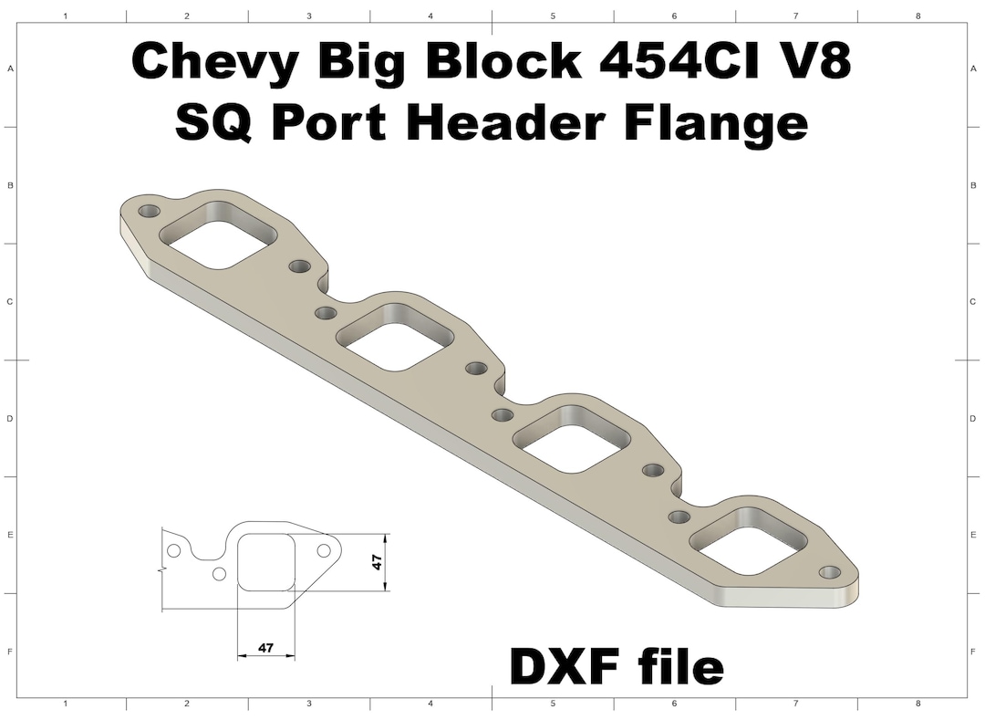 Chevy 454 Big Block Exhaust Flange DXF File | Laser/plasma Cut - Etsy