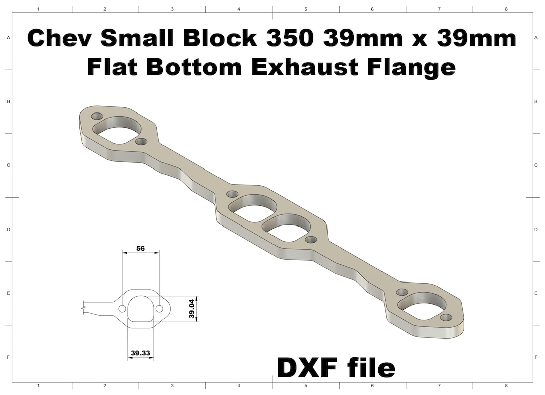 Chevy 350 Exhaust Flange DXF File | 39mm Flat Bottom - Etsy
