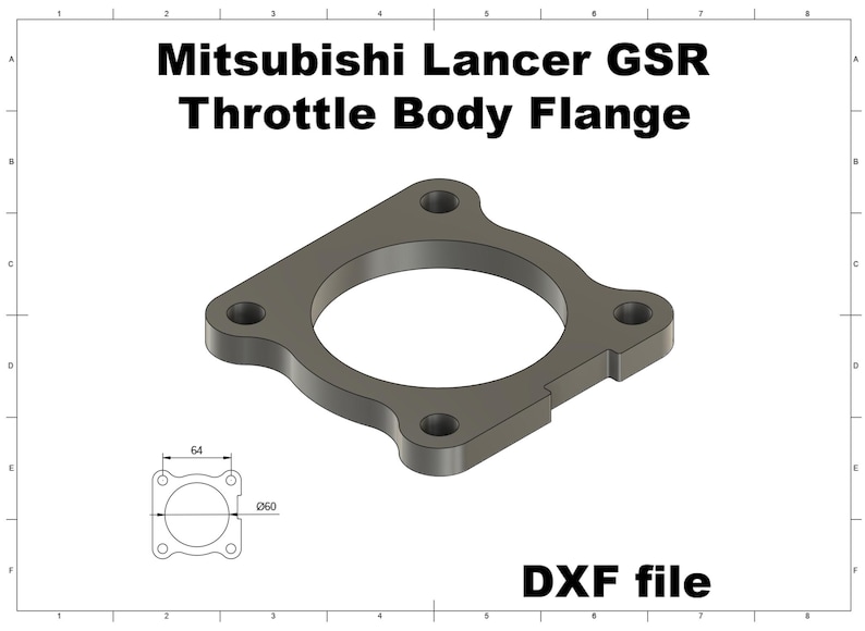 Mitsubishi Lancer GSR Throttle Body Flange DXF File | CNC Laser Plasma ...