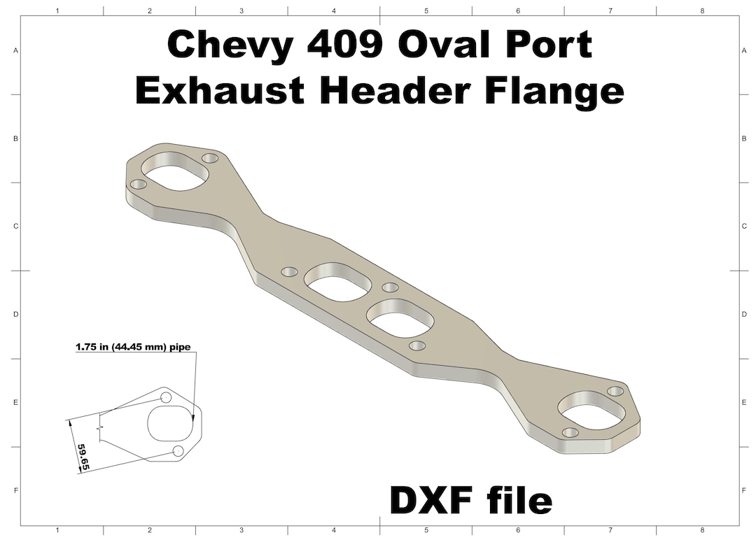 Chevy 409 Exhaust Header Flange DXF File | CNC Template (digital ...