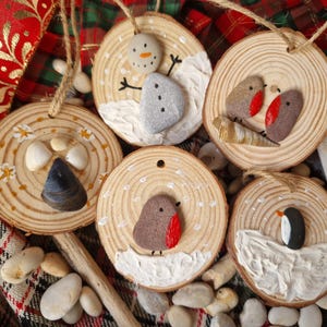 Pebble Art Christmas Decoration Ornament Tree Hanging Handmade Festive ...
