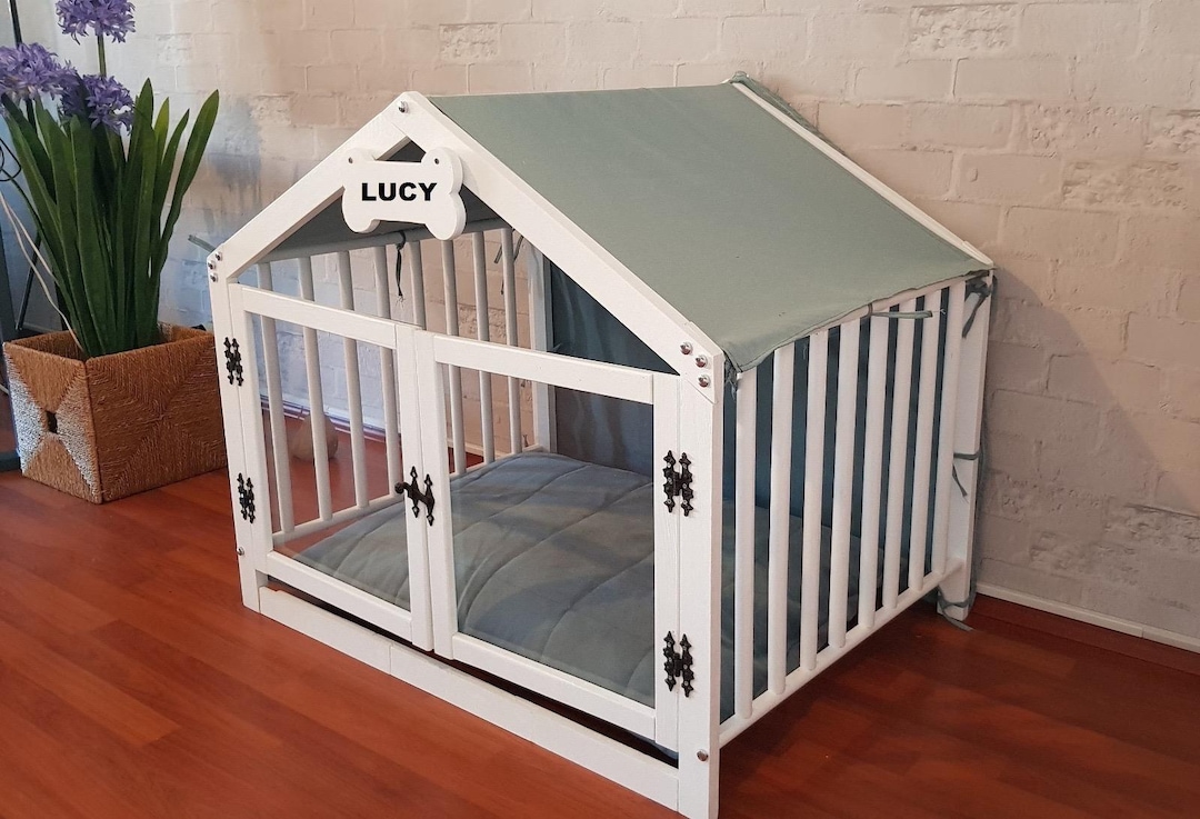 Handcrafted Indoor Wooden Dog House, Customizable Kennel - Etsy