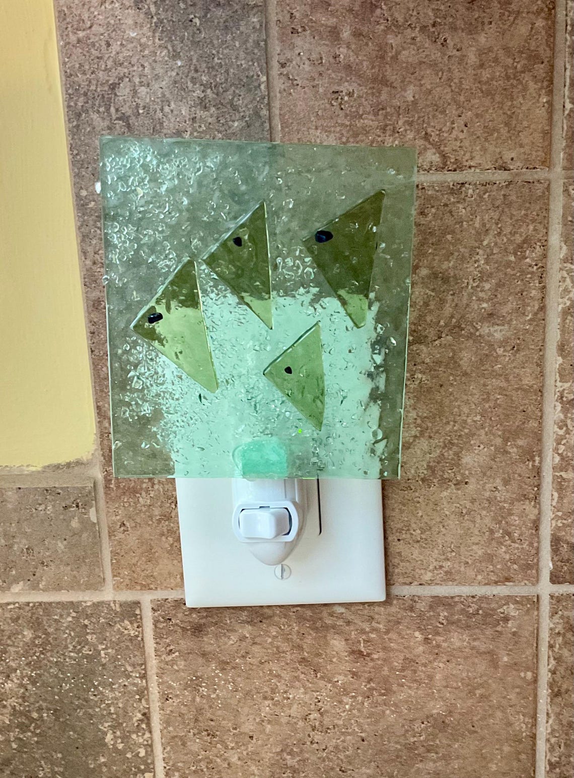 Pale Green With Green Fish, Nite Lite With Sparkling Chips Gives off a ...