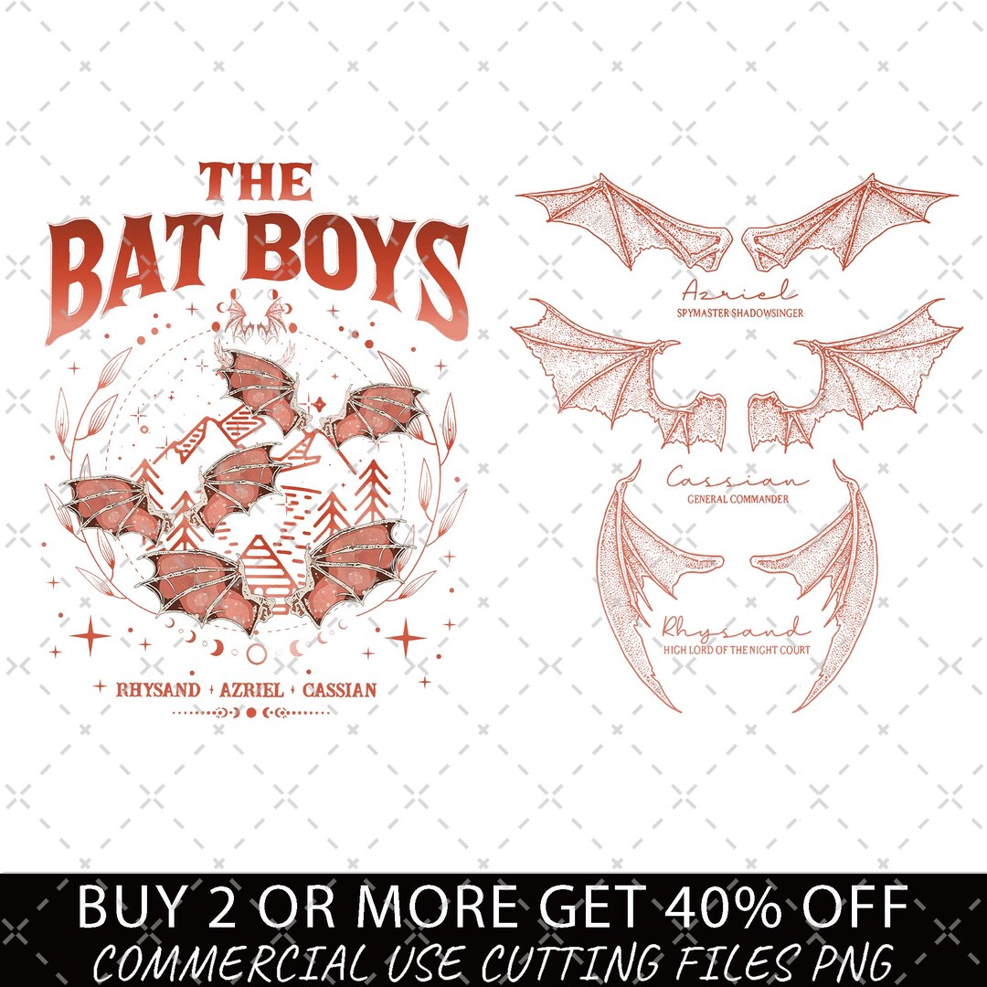 The Bat Boys Png, Vintage Acotar Bookish Png, the Night Court Illyrians ...