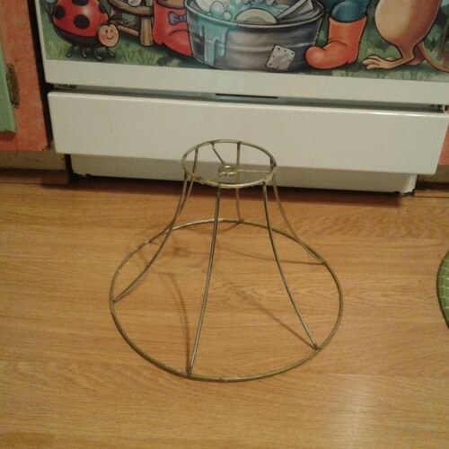 Vintage White Round Metal Lamp Shade Frame / Craft Supplies / - Etsy