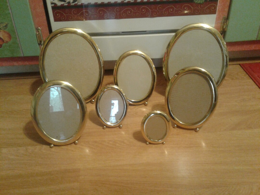 10 Vintage Oval Brass Picture Frames / Wedding Decor / Table Number ...