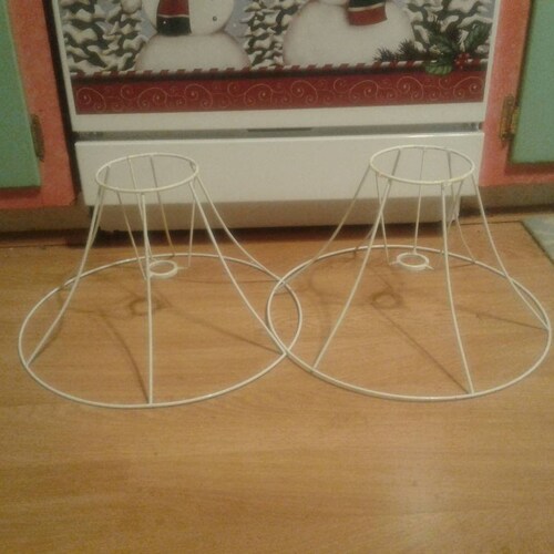 Vintage White Round Metal Lamp Shade Frame / Craft Supplies / - Etsy