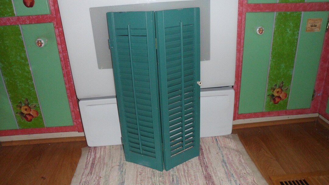 Tall Aqua Painted Wood Double Shutters / Wood Window Shutters / Blue ...