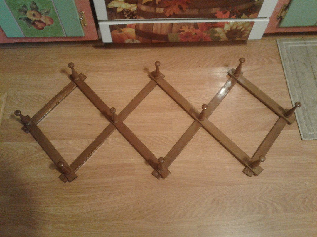 Extra Large Vintage Expandable Accordion Wall Peg Rack / Wall Decor ...