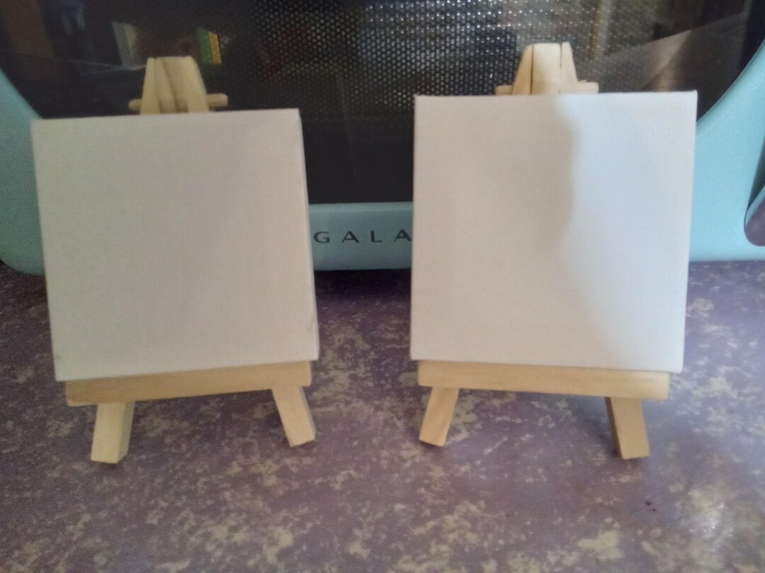 Mini Wood Easels With White Canvases--wedding Table Numbers--set of 16 ...