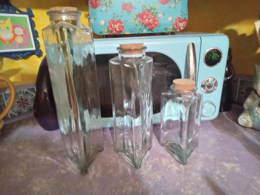 Clear Glass Triangular Storage Jars With Corks--set of 3 - Etsy