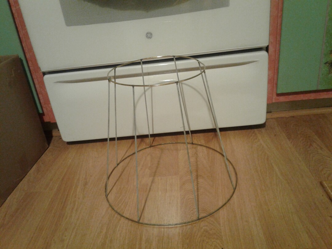 Large Vintage Round Metal Lamp Shade Frame / Home Decor / Craft ...