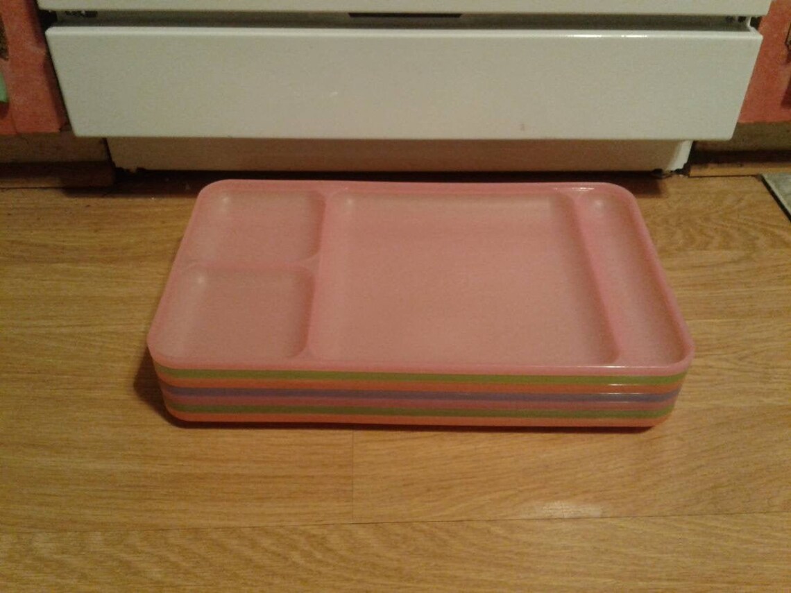 7 Vintage Colorful Long Hard Plastic Tupperware Divided - Etsy