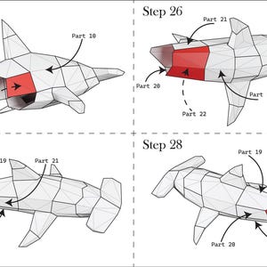 DIY Papercraft Fun and Gift Hammerhead Shark Model Printable 3D ...