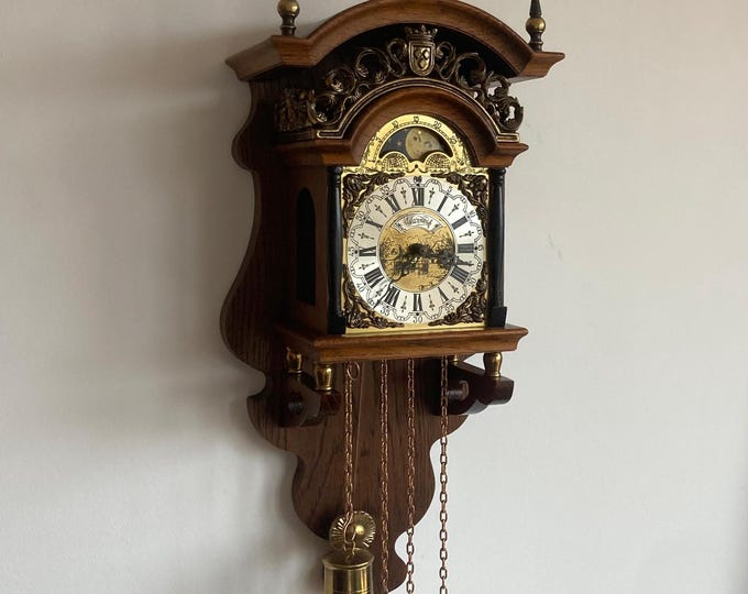 WUBA Wall Clock With Brass Weights & Moon Phase – Vintage - Hand Made ...