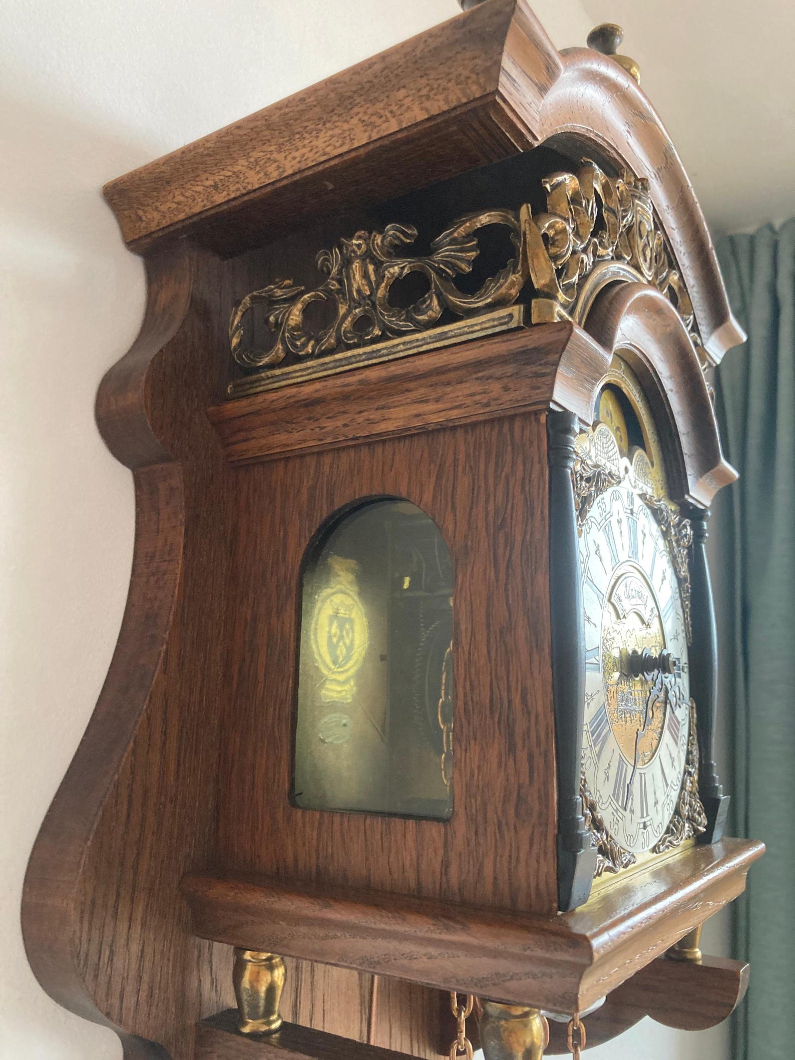 WUBA Wall Clock With Brass Weights & Moon Phase – Vintage - Hand Made ...