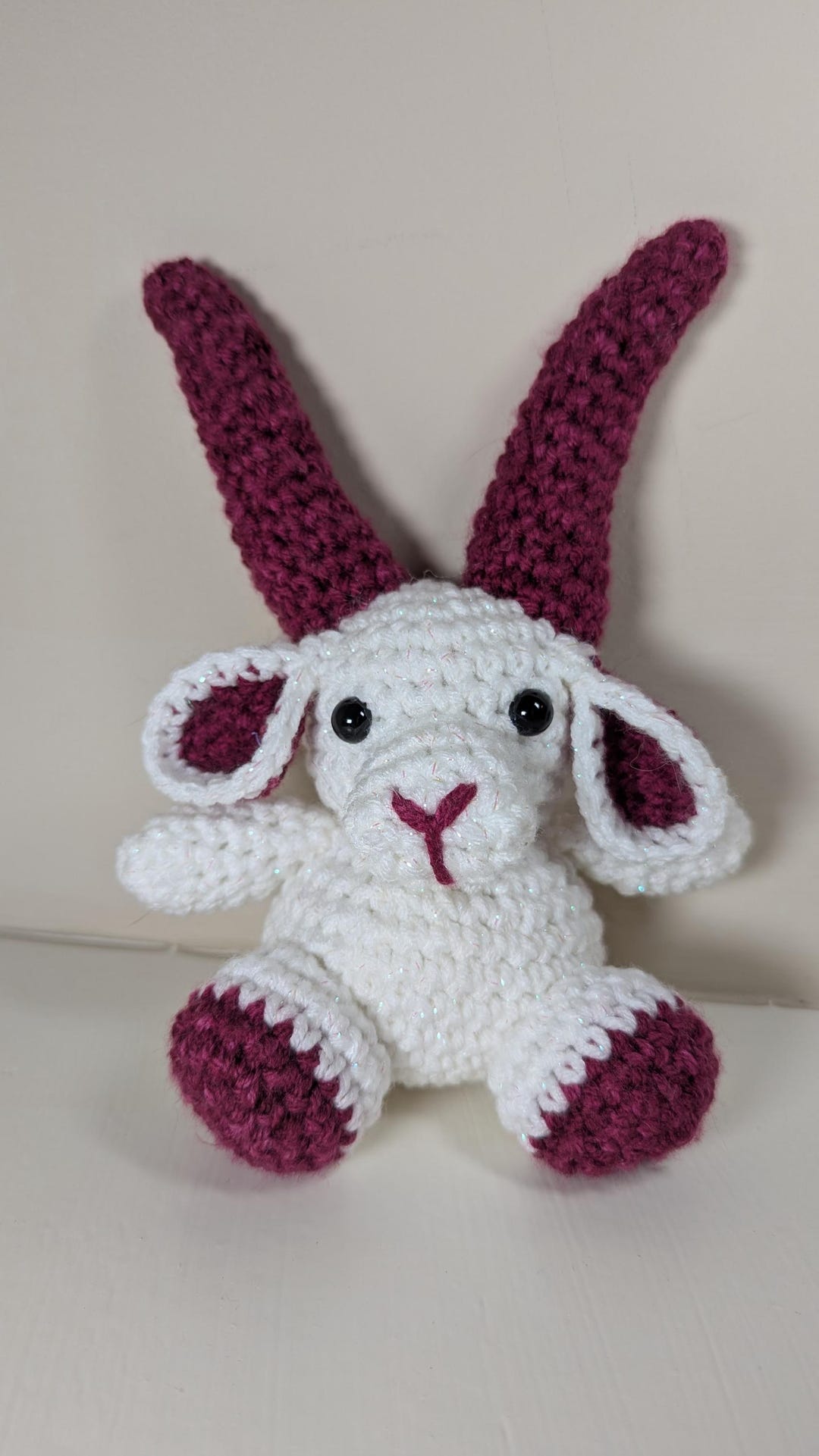 Pink and White Crochet Amigurumi Goat Demon Stuffed Animal Plushie - Etsy