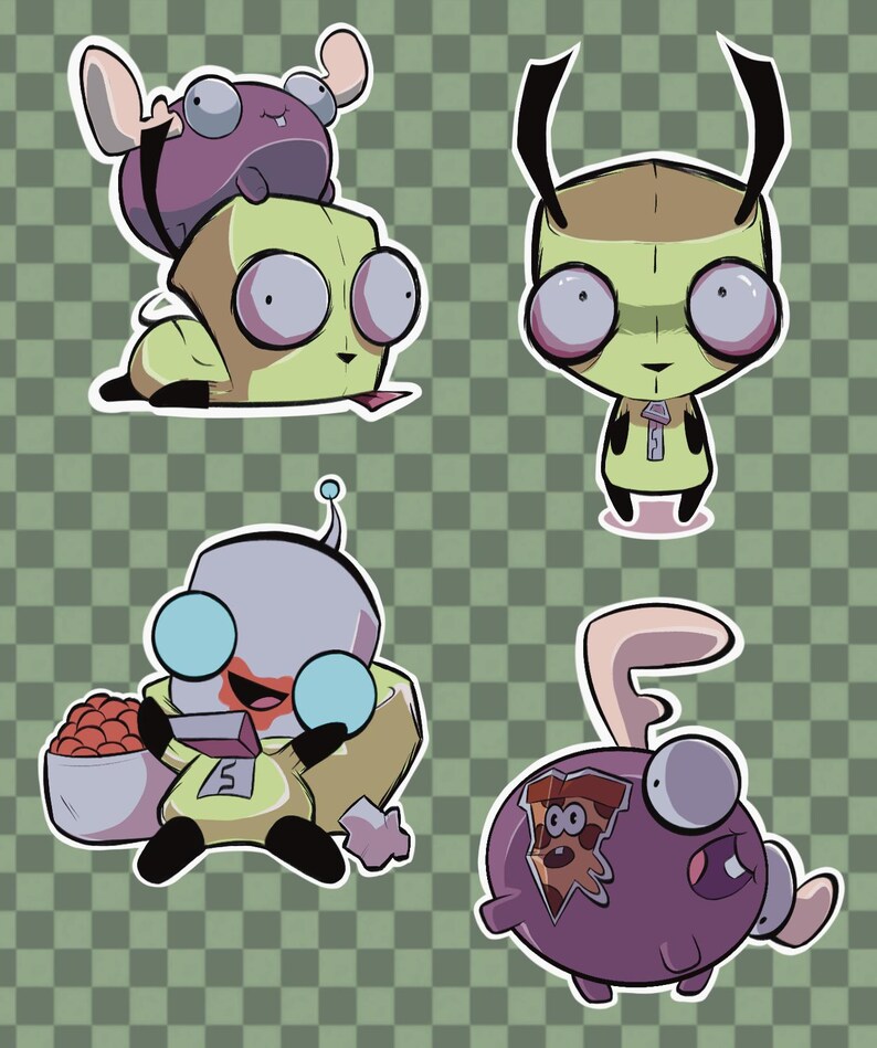 Invader ZIM GIR & Mini Moose Sticker Sheet - Etsy
