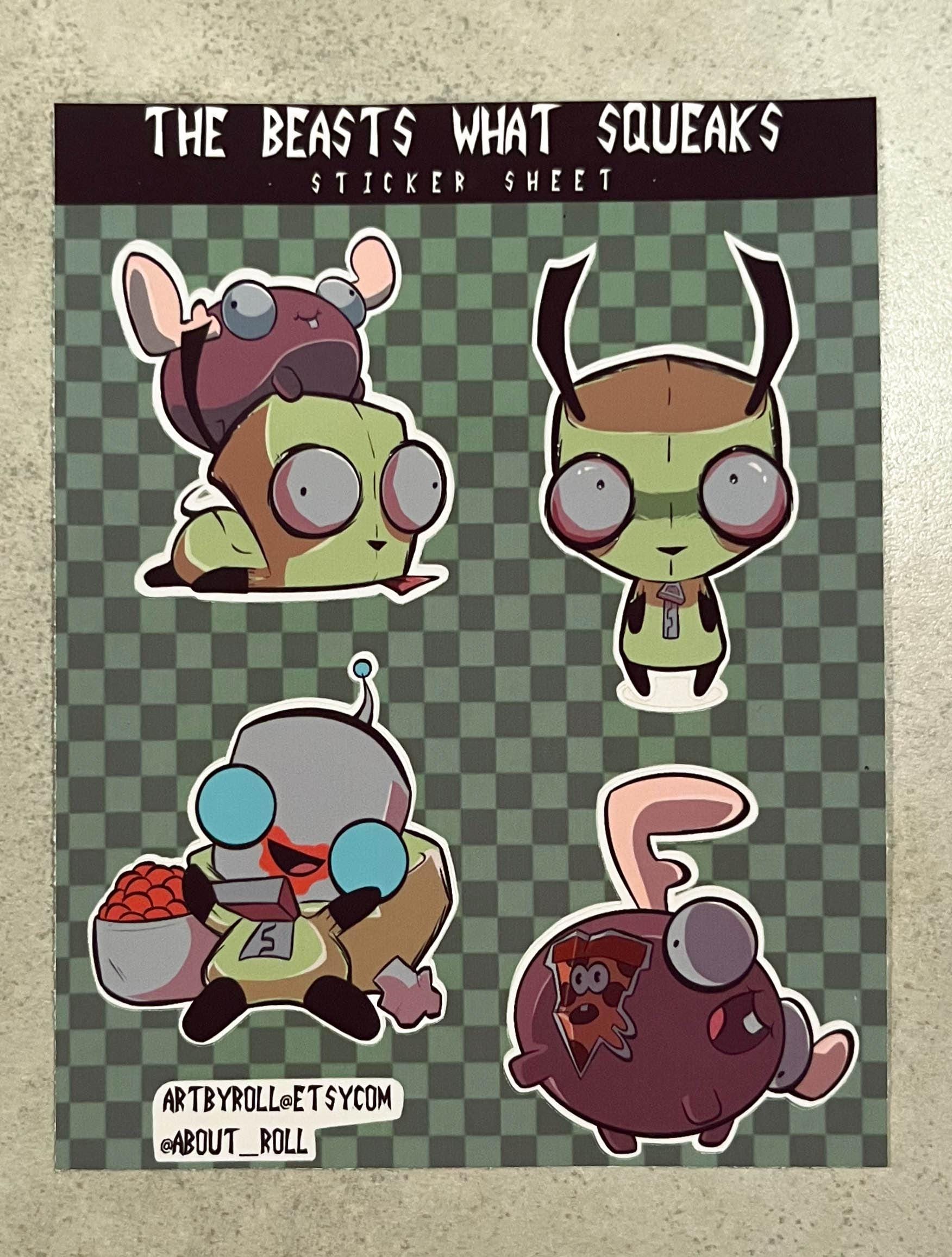 Invader ZIM GIR & Mini Moose Sticker Sheet - Etsy
