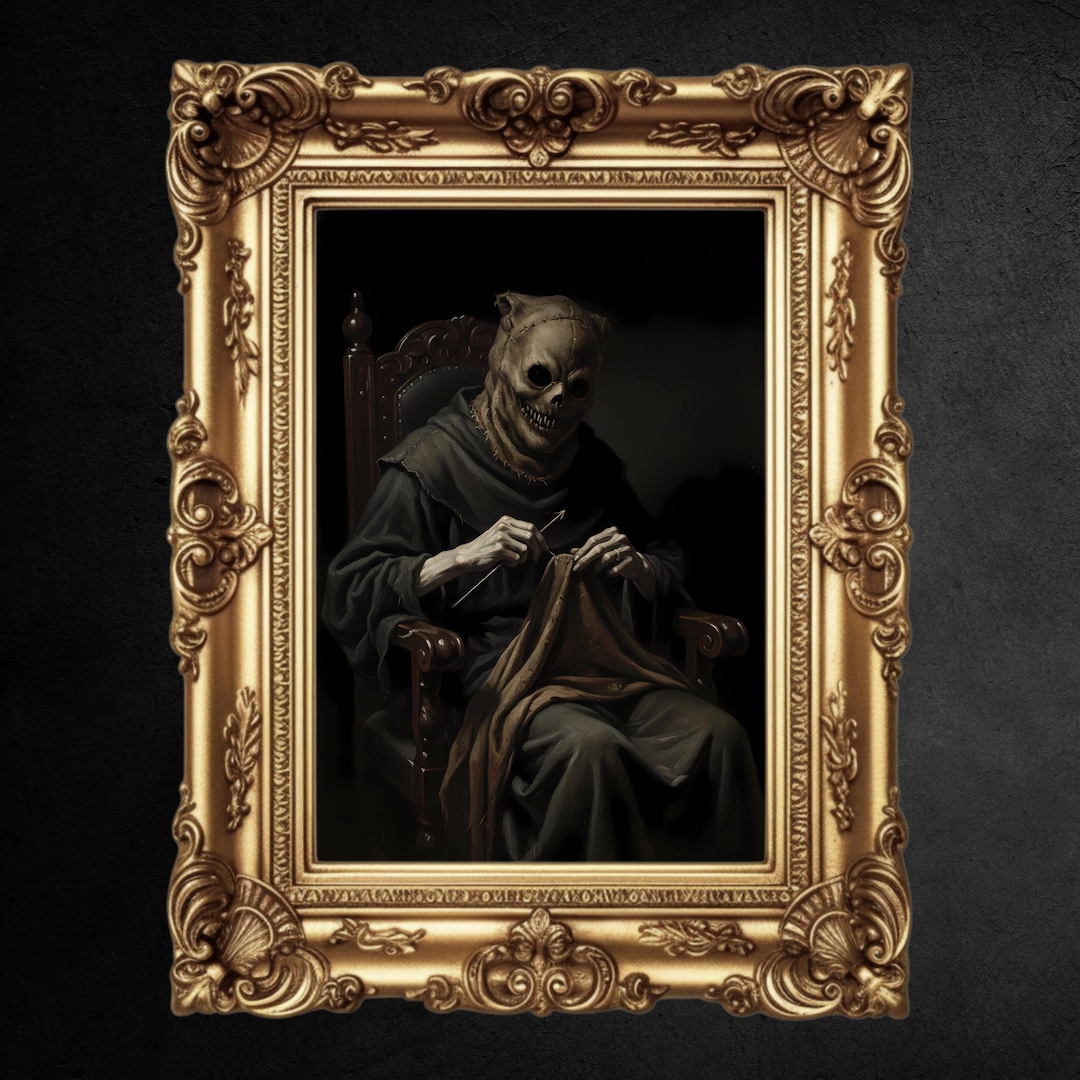 Creepy Sewing Horror Art Print, Macabre Gothic Wall Decor, the Weaver ...
