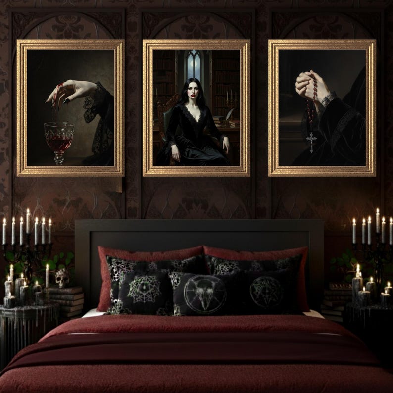 Vampire Gallery Wall Set, 6 Pcs Gothic Wall Art Bundle, Dark Academia ...