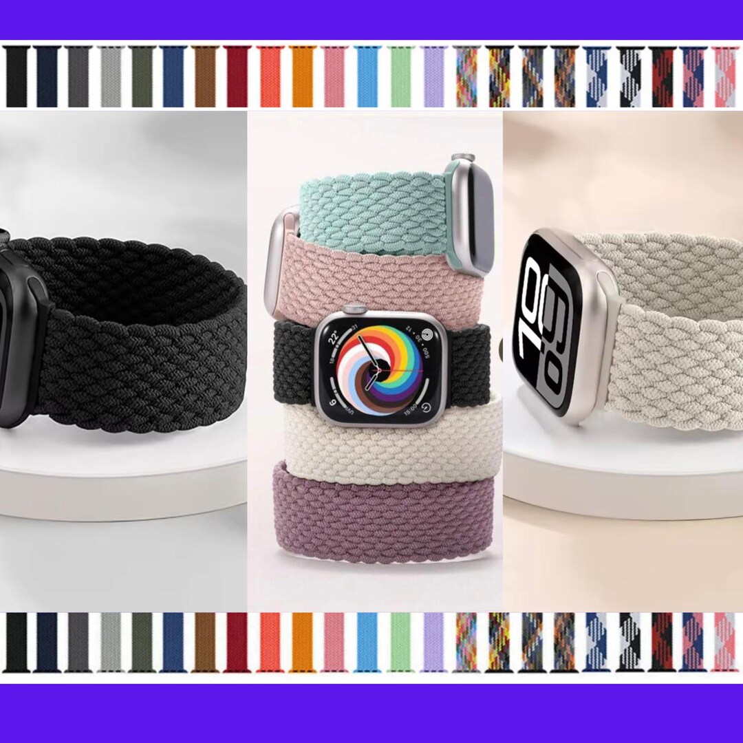 Nylon Braided Loop Apple Watch Band for All Series 38mm 40mm 41mm 42mm ...