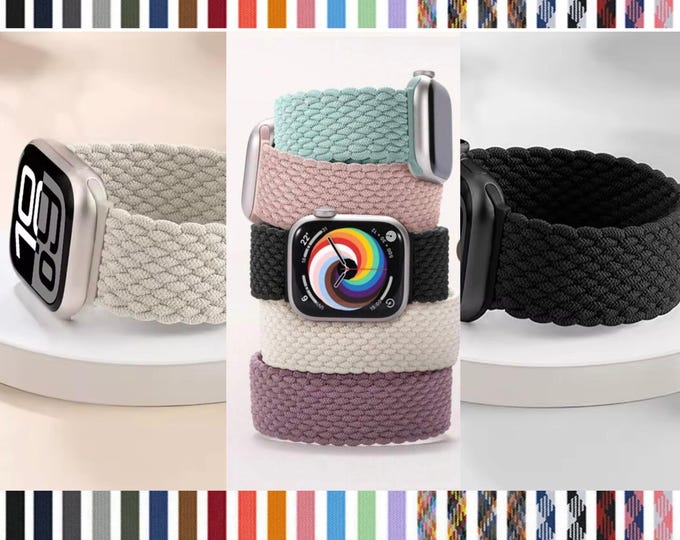 Braided Loop Nylon Apple Watch Band for All Series 38mm 40mm 41mm 42mm ...