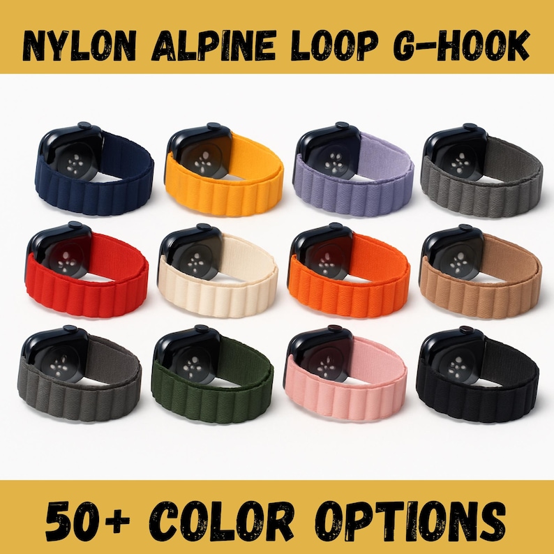 Nylon Loop Hook Apple Watch Band for All Series 38mm 40mm 41mm 42mm ...
