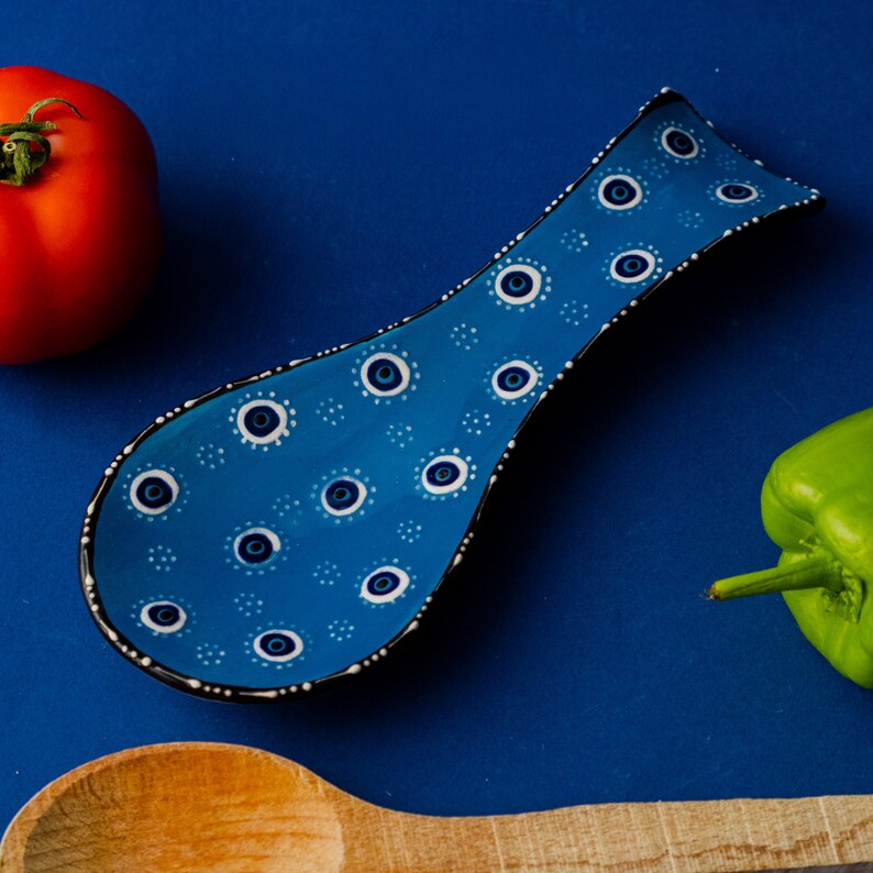 Handmade Turkish Evil Eye Ceramic Spoon Rest: Kitchen Decor - Etsy