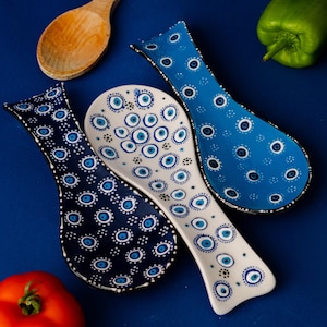 Handmade Turkish Evil Eye Ceramic Spoon Rest: Kitchen Decor - Etsy