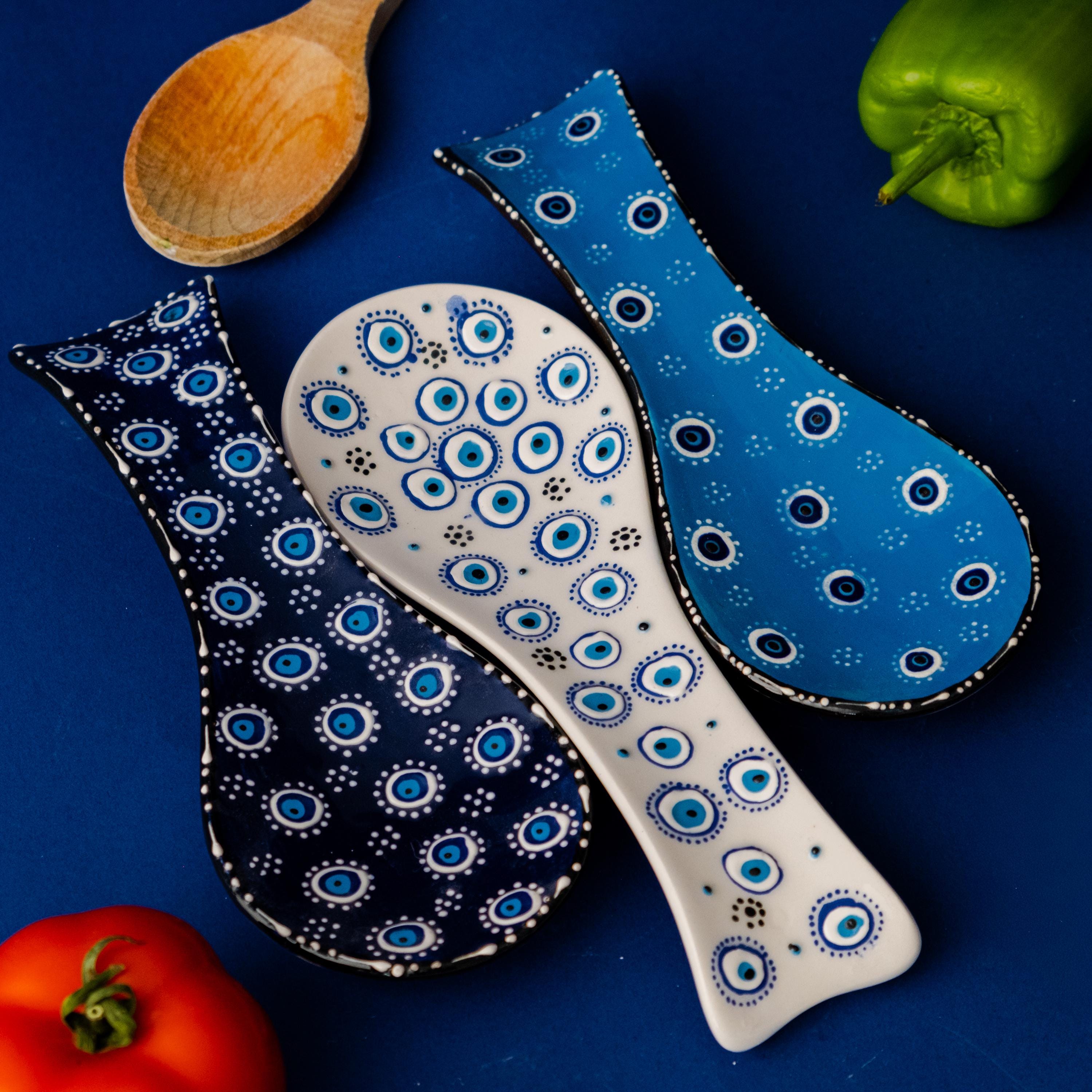 Handmade Turkish Evil Eye Ceramic Spoon Rest: Kitchen Decor - Etsy