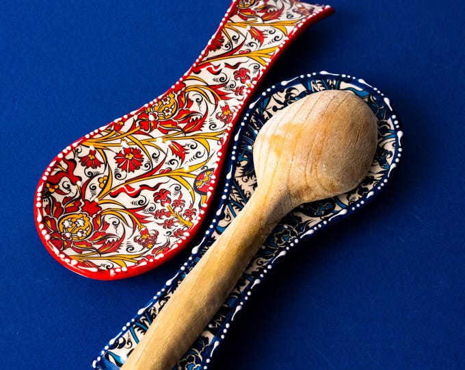 Ceramic Spoon Rest 21cm, Handmade Turkish Ceramic Tray, Hand Painted ...