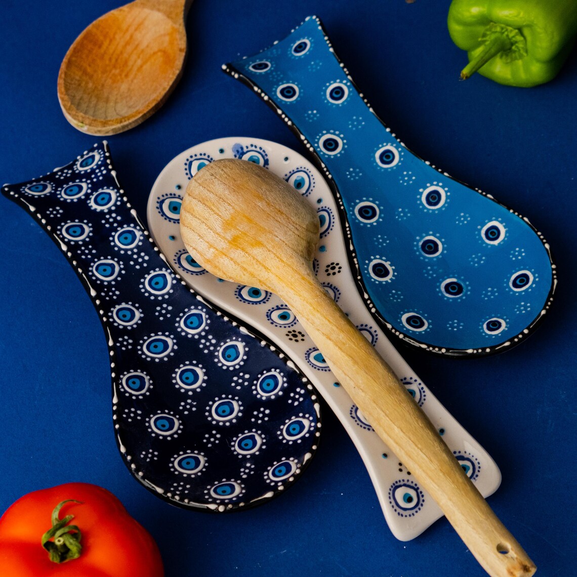 Handmade Turkish Evil Eye Ceramic Spoon Rest: Kitchen Decor - Etsy
