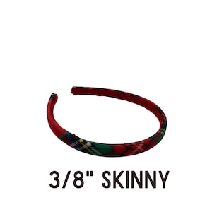 Red Plaid Velvet Headbands | Tartan Hair Bands - Skinny, Thin, 1" or ...