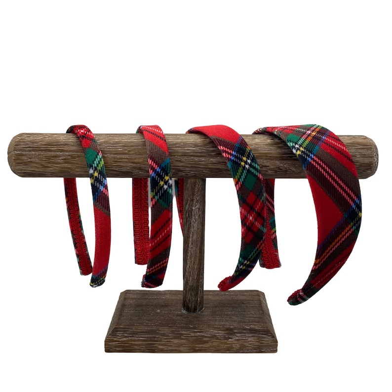 Red Plaid Velvet Headbands | Tartan Hair Bands - Skinny, Thin, 1" or ...