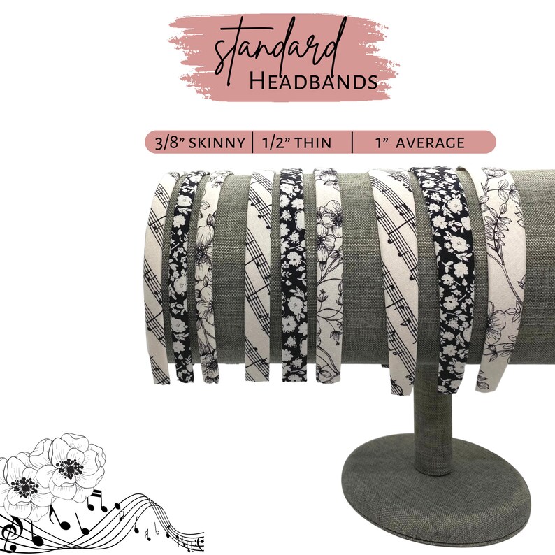 Black & White Headbands, Top Knots | Floral or Music Headbands | Women ...