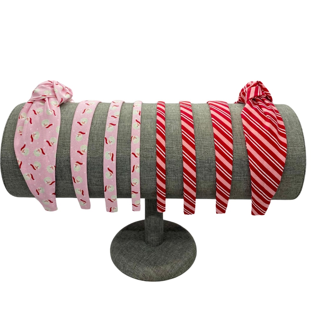 Christmas Headbands and Top Knots | Santa and Candy Cane | Pink, Red ...