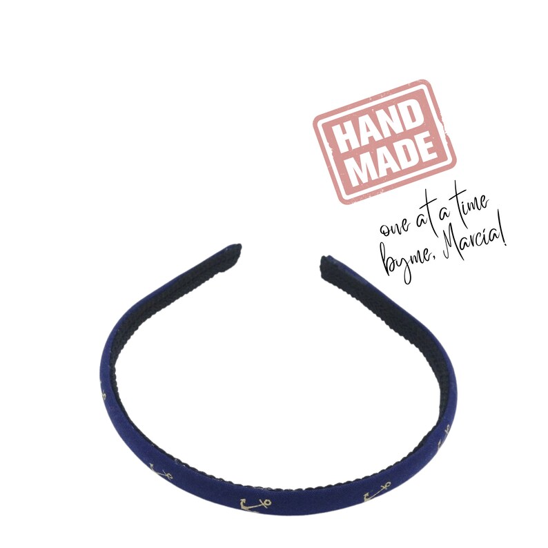 Nautical Sailor Skinny Headband - Preppy : Navy & Gold - Adult ...