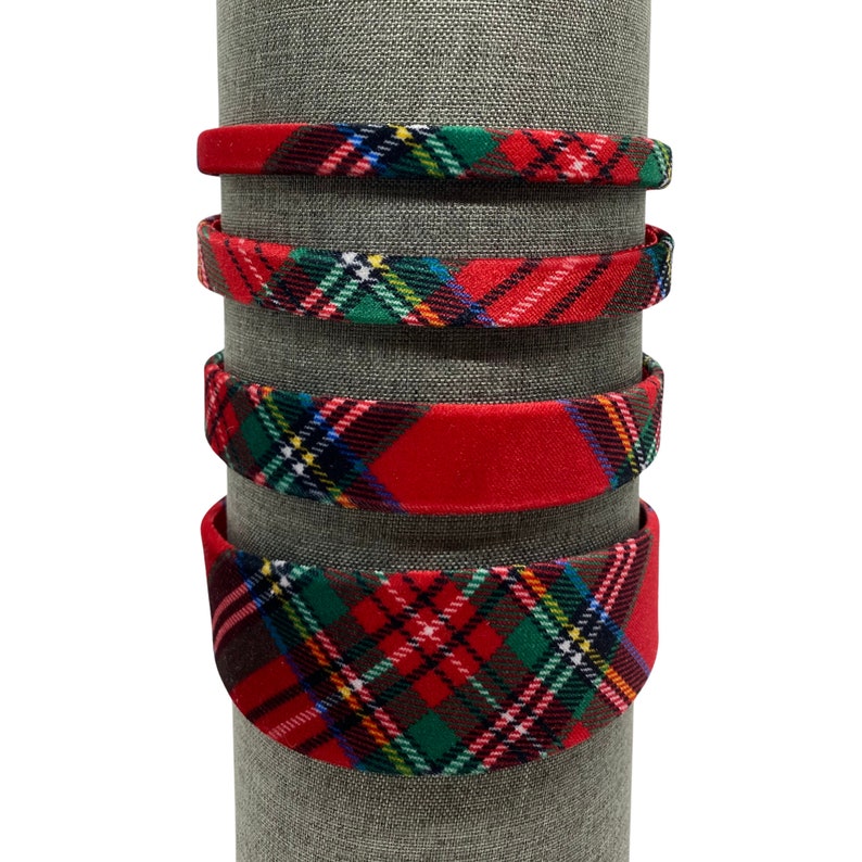 Red Plaid Velvet Headbands Tartan Hair Bands Skinny Thin - Etsy