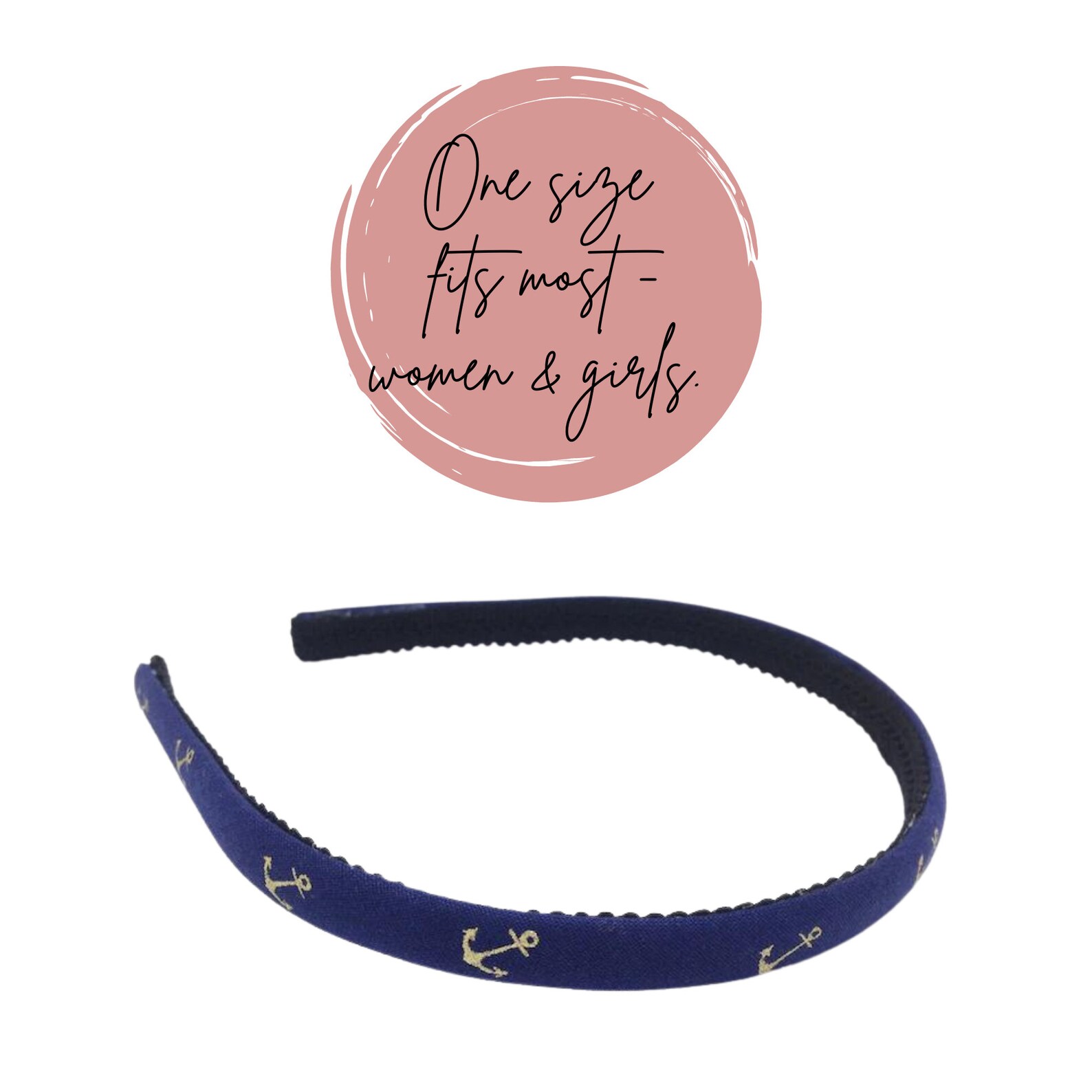 Nautical Sailor Skinny Headband - Preppy : Navy & Gold - Adult ...
