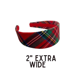 Red Plaid Velvet Headbands | Tartan Hair Bands - Skinny, Thin, 1" or Extra Wide - Etsy